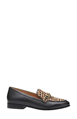 Johnston & Murphy Ali Genuine Calf Hair Bit Loafer - Black Leopard