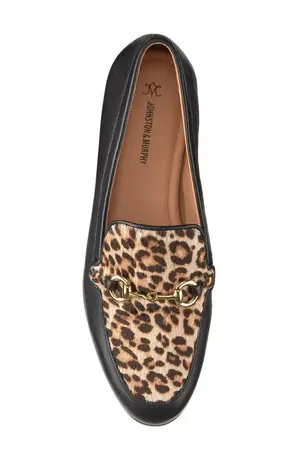 Johnston & Murphy Ali Genuine Calf Hair Bit Loafer - Black Leopard