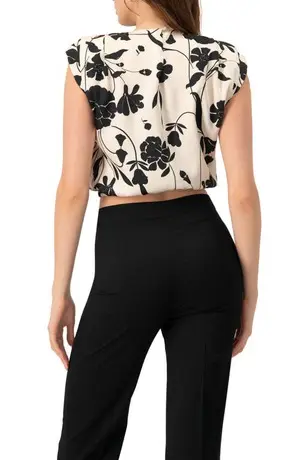 IVONNE Printed Sleeveless Straight Blouse
