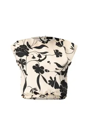 IVONNE Printed Sleeveless Straight Blouse