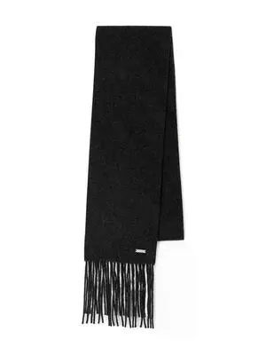 Sandro Fringed Logo-plaque Scarf - Grey