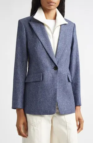 Veronica Beard Vega Wool Dickey Jacket - Blue Melange