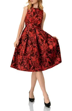 IVONNE Jacquard Sleeveless Midi Dress