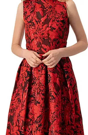 IVONNE Jacquard Sleeveless Midi Dress