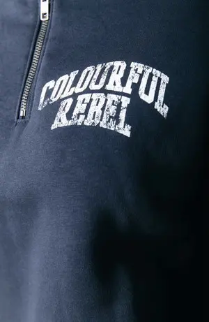 COLOURFUL REBEL Varsity Logo Relaxed Zip Sweat - Navy