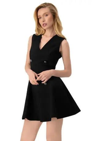 IVONNE Sleeveless Six-button Mini Dress