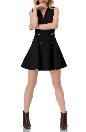 IVONNE Sleeveless Six-button Mini Dress