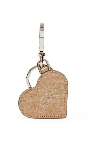 Smythson Panama Leather Heart Keyring - Bronze