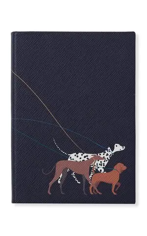 Smythson Panama Soho Dalmatian Leather Notebook - Blue