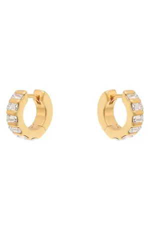 REISS Liza Linear Crystal Huggie Hoop Earrings - Gold Tone/clear Crystal