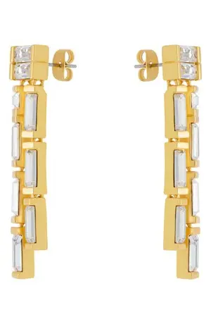 REISS Livia Linear Crystal Drop Earrings - Gold Tone/clear Crystal