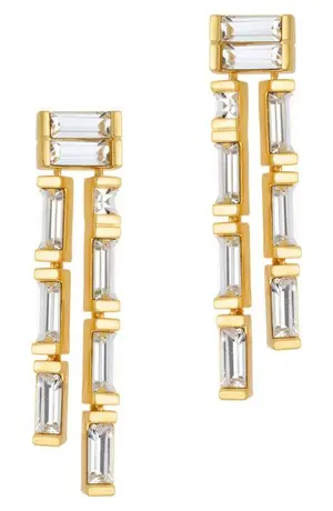 REISS Livia Linear Crystal Drop Earrings - Gold Tone/clear Crystal