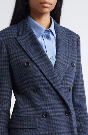 Max Mara Bisso Plaid Cotton & Wool Double-breasted Blazer
