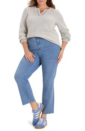NIC+ZOE Textured Split Neck Sweater