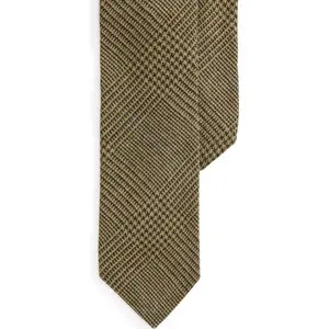 Ralph Lauren Purple Label Overcheck Glen Plaid Linen Tie - Artichoke Green Multi