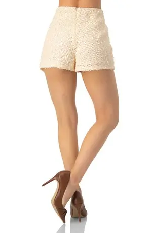 IVONNE High-waisted Sequin Lace Shorts