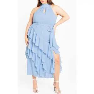 City Chic Sleeveless Ruffle Maxi Dress