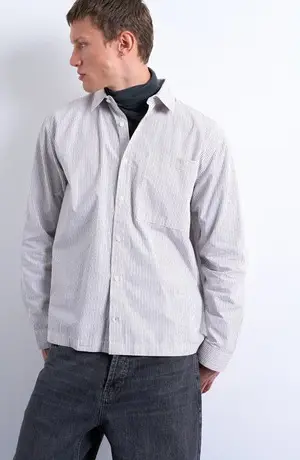 Topman Relaxed Fit Stripe Cotton Button-up Shirt