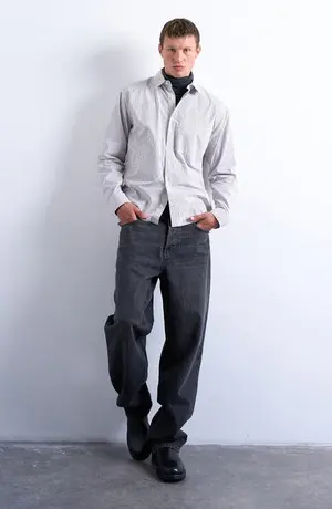 Topman Relaxed Fit Stripe Cotton Button-up Shirt