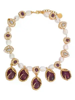 Roberto Cavalli Gemstone And Pearl Embellished Necklace - Neutrals