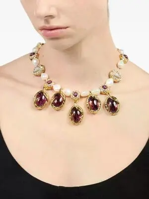 Roberto Cavalli Gemstone And Pearl Embellished Necklace
