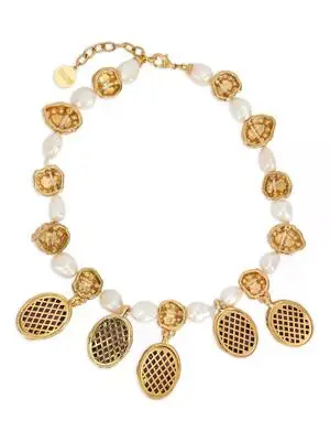 Roberto Cavalli Gemstone And Pearl Embellished Necklace