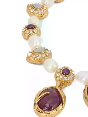 Roberto Cavalli Gemstone And Pearl Embellished Necklace