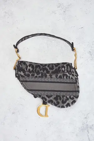 Dior Mizza Embroidered Saddle Bag - Grey