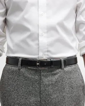 Simonnot Godard Saffiano Leather Belt - Nero