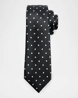 TOM FORD Polka Dot Mulberry Silk Neck Tie Black