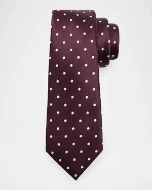 TOM FORD Polka Dot Mulberry Silk Neck Tie Dark Burgu