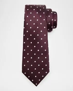 TOM FORD Polka Dot Mulberry Silk Neck Tie - Dark Burgu