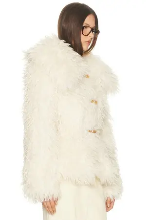 HELSA Faux Shearling Jacket With Dramatic Collar