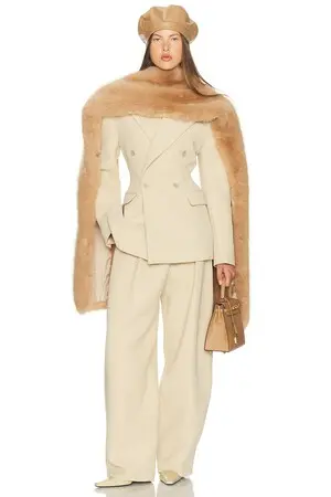 HELSA Faux Fox Scarf In Tan