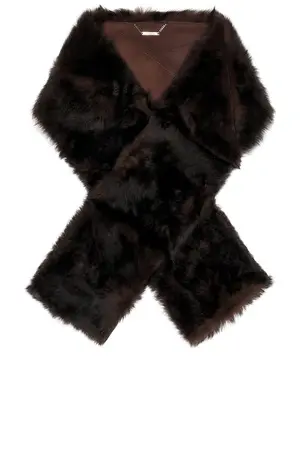 Nour Hammour Decadent Shearling Scarf In Brown - Brown Marble