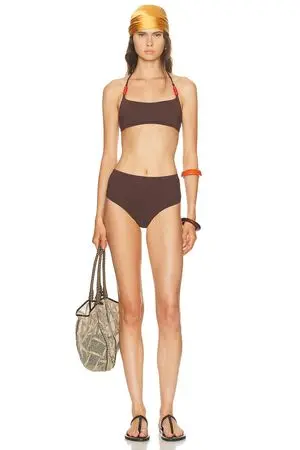 Staud Devon High-rise Bikini Bottom - Dark Chocolate