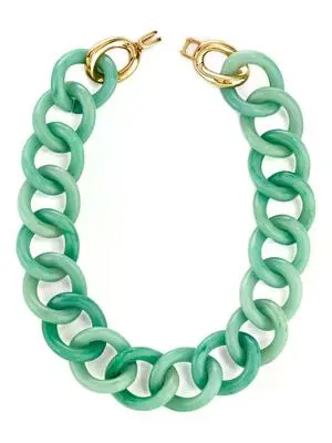 KENNETH JAY LANE Chain-link Jade Necklace - Green