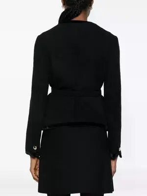 Maje Velvet-trim Belted Jacket