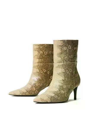 TWINSET Lizard-print Pointed-toe Boots