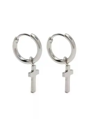 BLAKLACE Cross Hoop Earrings - Silver