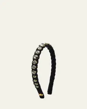 Lele Sadoughi Graduated Crystal Velvet Headband - Jet 001