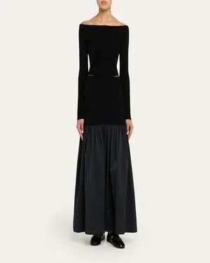 A.L.C. Cami Merino Combo Maxi Skirt - Black/navy