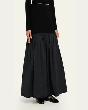 A.L.C. Cami Merino Combo Maxi Skirt - Black/navy
