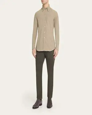 SALVATORE PICCOLO Cotton Micro-grid Check Button-down Shirt