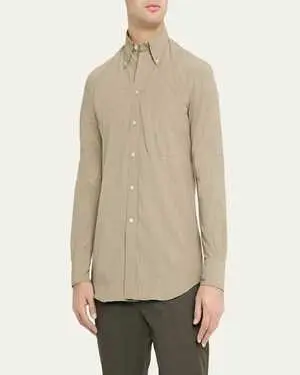 SALVATORE PICCOLO Cotton Micro-grid Check Button-down Shirt