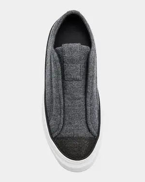 Brunello Cucinelli Wool Monili Slip-on Sneakers - Medium Grey