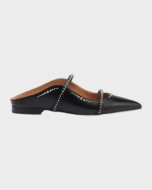 MALONE SOULIERS Maureen Studded Leather Mules - Black