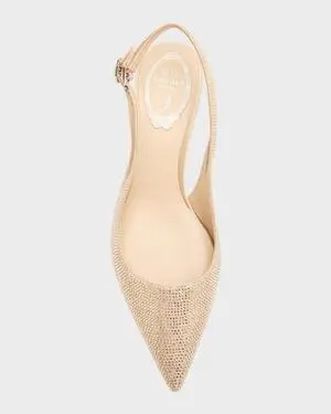 Rene Caovilla Olivia Embellished Slingback Pumps - Beige