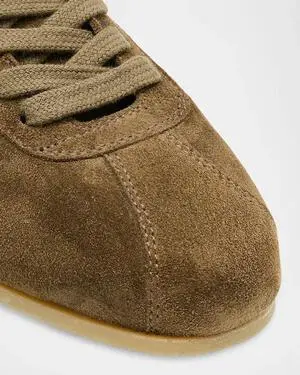 COMMON PROJECTS Low-top Suede And Leather Sneakers - Olive