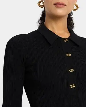 GANNI Mélange Rib-knit Mini Dress - Black